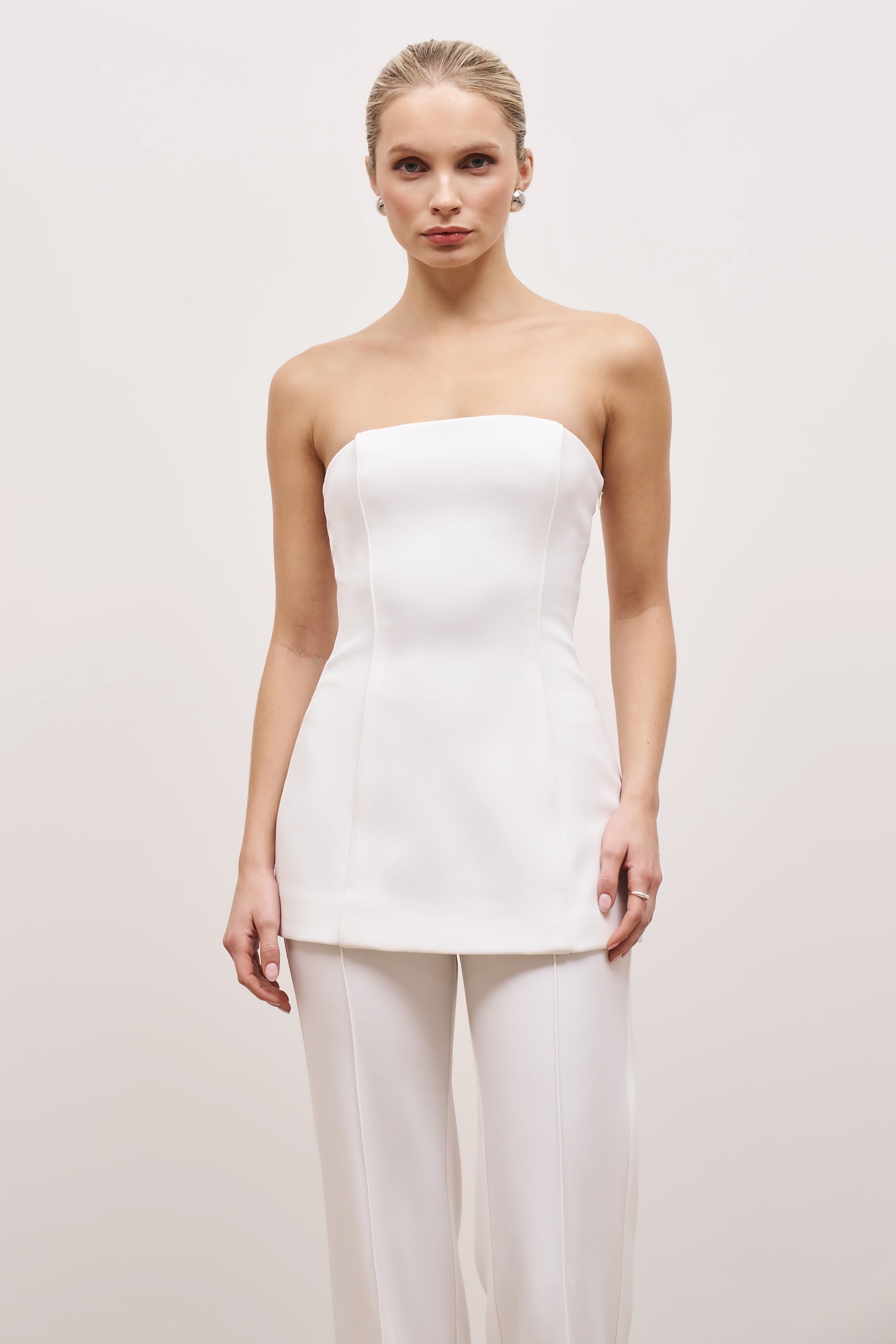 Pin Tuck Tailored Longline Bodice - White | BOA EU